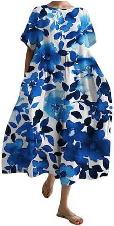 Generic Robe longue d&eacute;t&eacute; ample et ample pour femme, style boh&egrave;me, ample, ample et ample, ample et ample, bleu, M