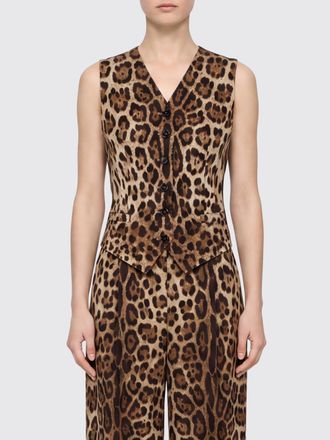Dolce & Gabbana Top en m&eacute;lange de laine et soie &agrave; imprim&eacute; animalier avec col en V