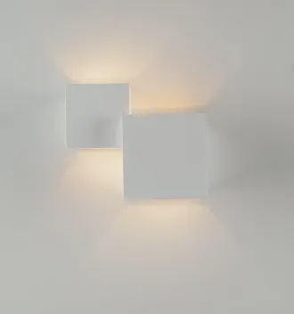 Luce-Ambiente-Design Rubik Wall Lamp in Paintable White Plaster with Double Diffuser
