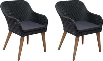 vidaXL Vidaxl - Ensemble de 2 chaises Polyrattan &eacute;l&eacute;gantes des ext&eacute;rieurs avec diff&eacute;rentes couleurs coussins couleur : Noir