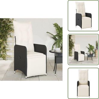 vidaXL Gartensessel Verstellbar mit Kissen Schwarz Poly Rattan - Gartenstuhl - Relaxsessel - Loungesessel - Outdoor M&ouml;bel - Rattan Sessel