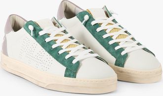 P448 Baskets &agrave; bandes contrastantes en cuir