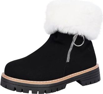 Generic Bottes de neige dhiver pour femme avec doublure en fourrure - Antid&eacute;rapantes et imperm&eacute;ables - Semelle &eacute;paisse - Chaussures de randonn&eacute;e &agrave; enfiler - C