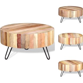 vidaXL Couchtisch Altholz Massiv - Industriel Stil - Couchtisch - Holztisch - Esszimmertisch - Vintage Dekoration