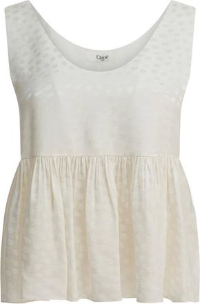 Chlo&eacute; Femme, Tops, Blanc, Taille: 36 FR Haut P&eacute;plum &agrave; Pois
