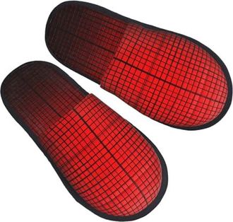 Generic Pantoufles Motif De Fond G&eacute;om&eacute;trique Rouge &Agrave; Carr&eacute;s Perfor&eacute;s Slippers Doux Respirantes Chaussons Pour Int&eacute;rieur Homme Ext&eacute;rieur L