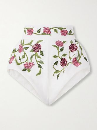 Agua Bendita Short En Lin À Broderies - Multicolore