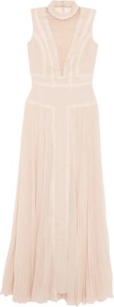 Saiid Kobeisy Georgette-Abendkleid mit Spitzenbesatz - Nude