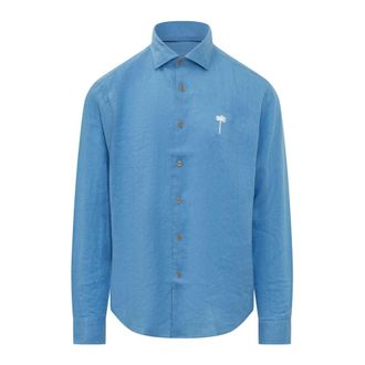 Palm Angels Logo Regular Shirt - - Shirts - Herren - Blau - S