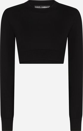 Dolce & Gabbana Kurzer Rundhalspullover Aus Seide - Frau Strickwaren Schwarz 42