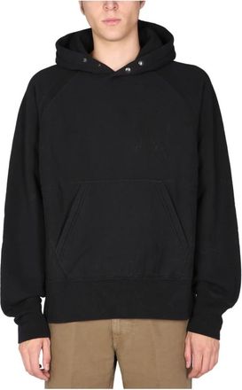 Engineered Garments SweaT-shirt &agrave; capuche raglan imprim&eacute; - Homme - Sweatshirts et sweats &agrave; capuche - Noir - Taille: S