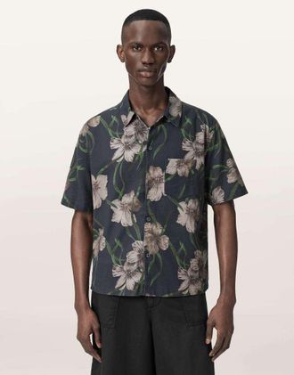 AllSaints Climber - Kurz&auml;rmliges Hemd in Tiefschwarz