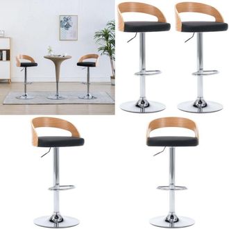 vidaXL Vidaxl - Barhocker 2 Stk. Schwarz Kunstleder und Bugholz - Barhocker - Küchenstühle - Esszimmerstühle - Designerstühle - Schwarze Möbel - Home &