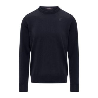 K-Way Schwarzer Merinowolle Rundhals Pullover - - Knitwear - Herren - Schwarzk - S