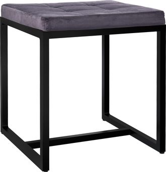 Clp Sitzhocker Barci I Moderner Hocker | Hochwertiger Polsterhocker mit schwarz pulverbeschichteten Eisengestell, Farbe:dunkelgrau, Material:Samt