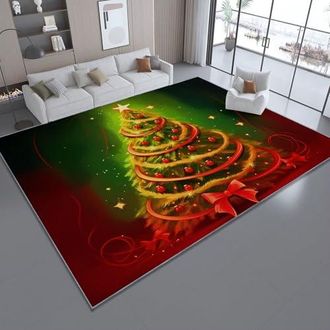 Generic Tapis 120 x 180 cm D&eacute;coratif De Dessin Anim&eacute; Sapin De No&euml;l, Tapis De Chambre &agrave; Coucher antid&eacute;rapant Poil Court - pour Salon Chambre &agrave; Coucher Salle &agrave; 