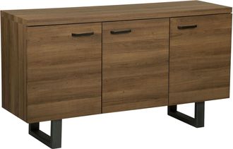 Beliani Modernes Sideboard mit 3 Türen dunkler Holzfarbton Industrieller Stil Timber