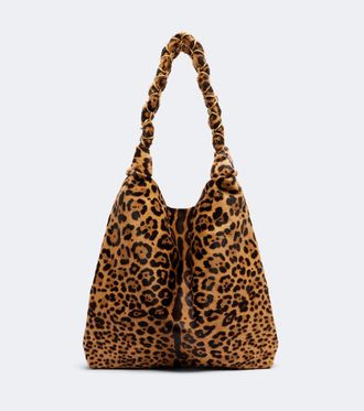Saint Laurent Cabas Amalia en cuir fa&ccedil;on poulain &agrave; motif l&eacute;opard