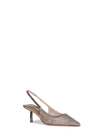 Le Silla Womens Slingback Pumps Gilda Gold Polyester High Heel Shoes