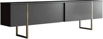 Dmora Fernsehschrank Centaurus, St&auml;nder f&uuml;r Wohnzimmerfernseher, Niedriges Wohnzimmer-Sideboard, TV-St&auml;nderbasis, 180x30h50 cm, Anthrazit und Gold