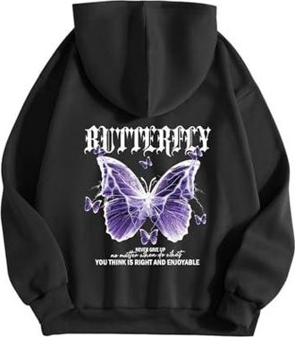 Generic Mode Femme Casual Imprimé Ample Sweat à Capuche Manches Longues Pull à Capuche Sport Sweat à Capuche Pull Chauffant, Noir, S