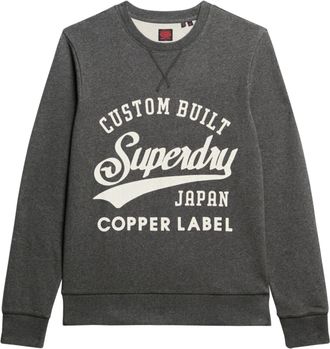 Superdry Herren Copper Label Grafik-Sweatshirt mit Rundhalsausschnitt Surplus Kiesgrau Gesprenkelt XXL