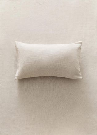 Mango Housse de coussin pour berceau en coton et lin &agrave; rayures 30x50cm sable - Home - 30x50cm - MANGO HOME