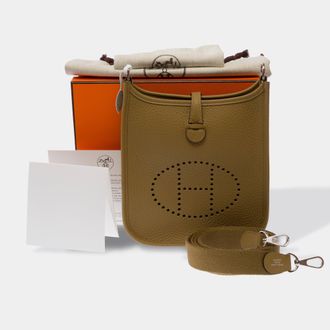 Herm&egrave;s Evelyne 16 TPM Amazone Crossbody Bag - Khaki Beige
