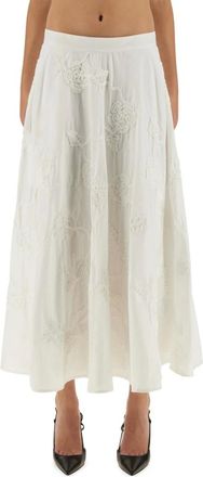 Rotate Rotate Birger Christensen, Femme, Jupes, Blanc, Taille: 38 FR Floral Midi Skirt