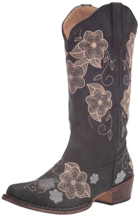 Roper Damen Riley Blumen Westernstiefel, schwarz, 39.5 EU