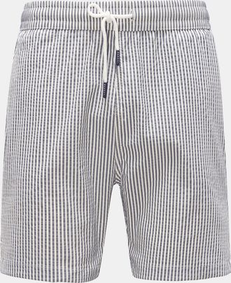 04651/ Herren - Seersucker-Badeshorts Seersucker Swim graublau/wei&szlig; gestreift