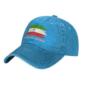 Generic Sun Protection Casquettes Denim Drapeau De Guin&eacute;e &Eacute;quatoriale R&eacute;glable Casquettes De Golf Vintage Ext&eacute;rieur Sunhat pour Soir&eacute;es Cyclisme P&ecirc;che