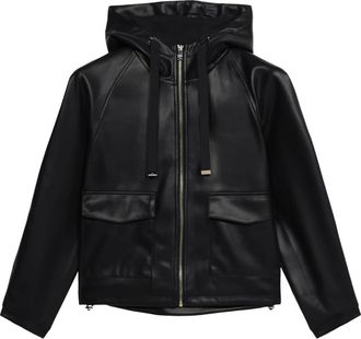 Oltre Femme, Vestes, Noir, Taille: 40 FR Blouson court à capuche et fermeture éclair