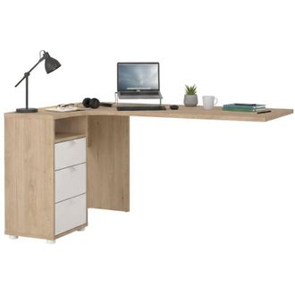 Dmora Schreibtisch Pinot, Mehrzweckschreibtisch, B&uuml;rotisch f&uuml;r pc, Eckschreibtisch, 150x100 h76 cm, Eiche und Wei&szlig; - Dmora