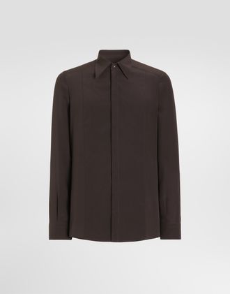 Dolce & Gabbana Hemd Martini Aus Cr&ecirc;pe De Chine - Mann Hemden Braun 43