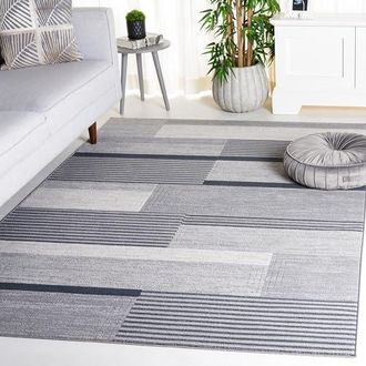 Safavieh Modern Teppich für Wohnzimmer, Esszimmer, Schlafzimmer - Odyssey Collection, Kurzer Flor, Grau und Schwarz, 183 X 274 cm