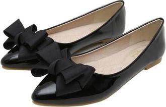 Minetom Ballerines Femmes Bowknot Plates Chaussures à Enfiler Élégant Confortables Mariage Soirée Fête Chaussures A Noir 35 EU