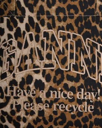 Ganni Leopard-Print Recycled Cotton Tote Bag - Brown