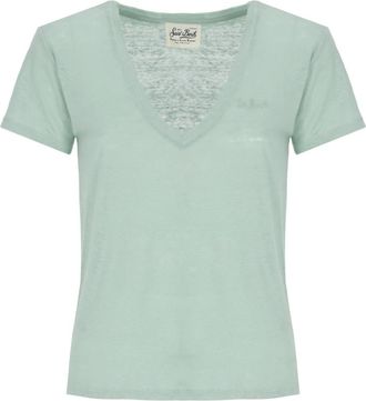Saint Barth Femme, Tops, Vert, Taille: 36 FR Eloise Linen T-Shirt