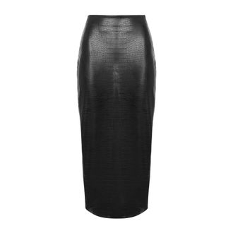 Wolford Bleistiftrock mit Kroko-Pr&auml;gung aus Kunstleder - - Skirts - Damen - Schwarzk - L