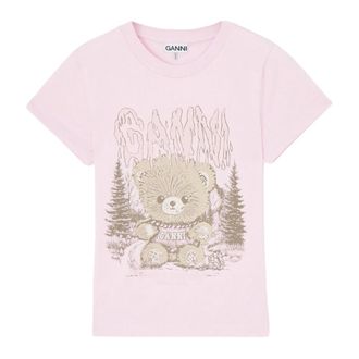 Ganni Basic Jersey Bear T-shirt - - Tops - Damen - Rosa - M