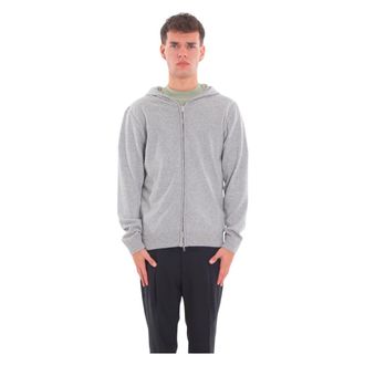 Daniele Fiesoli Homme, Pulls, Gris, Taille: M Merino Cashmere Zipped Sweat &agrave; capuche