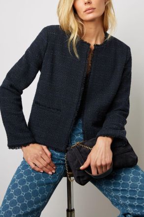 Gerard Darel Veste courte en tweed - BYNELL - Marine