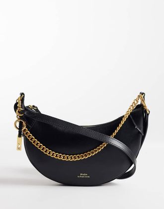 Polo Ralph Lauren sac bandouli&egrave;re en cuir noir