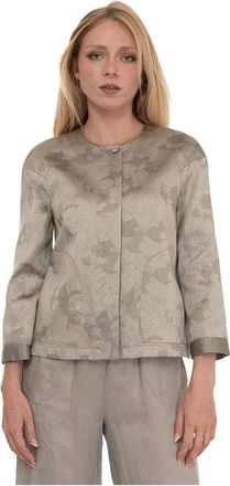 Emporio Armani Femme, Vestes, Gris, Taille: 40 FR Veste &agrave; Imprim&eacute; Camouflage