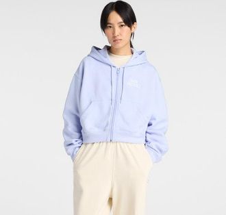 New Balance Damen Trackside Fleece Full Zip in Violett, Baumwollfleece, Gr&ouml;&szlig;e 2XL