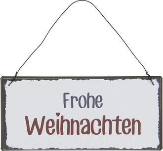 Ib Laursen Schild FROHE WEIHNACHTEN weiß rot grau aus Metall Metallschild