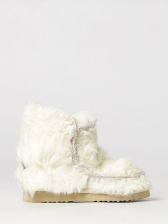 Mou Bottines Eskimo en fourrure blanche avec coutures apparentes et doublure en laine