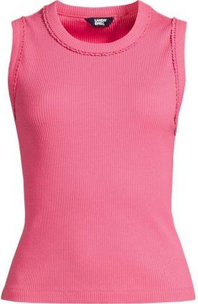 Lands End Geripptes, ärmelloses Top mit Kontrast-Besatz, Damen, Größe:48-50 regular, Pink, Baumwolle/Baumwoll-Mischung, by Lands End