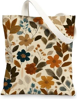 Generic Sacs fourre-tout en toile à motif floral chic, sacs dépicerie réutilisables, légers et lavables, sacs en toile pour salle de sport, voyage, plage, piq